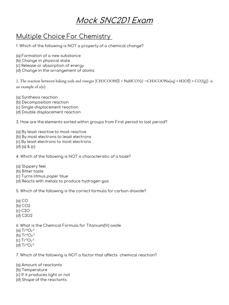 Real Mock SNC2D1 Exam - NR | PDF | Mirror | Refraction
