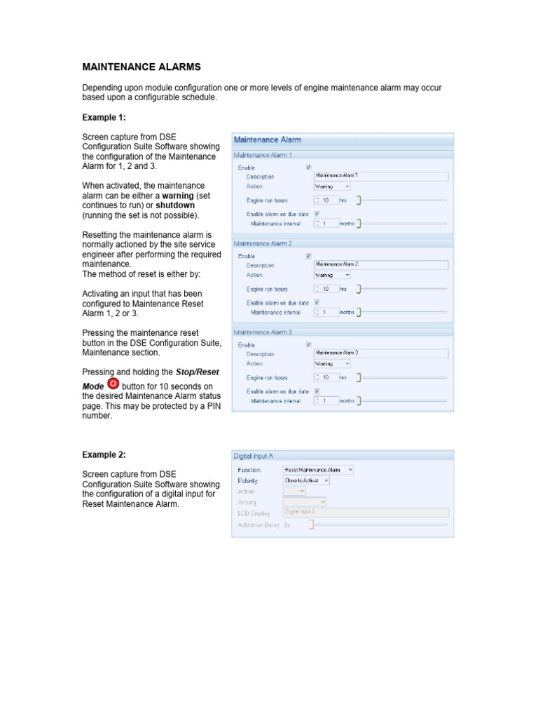 Maintenance Alarm Reset Troubleshooting | PDF