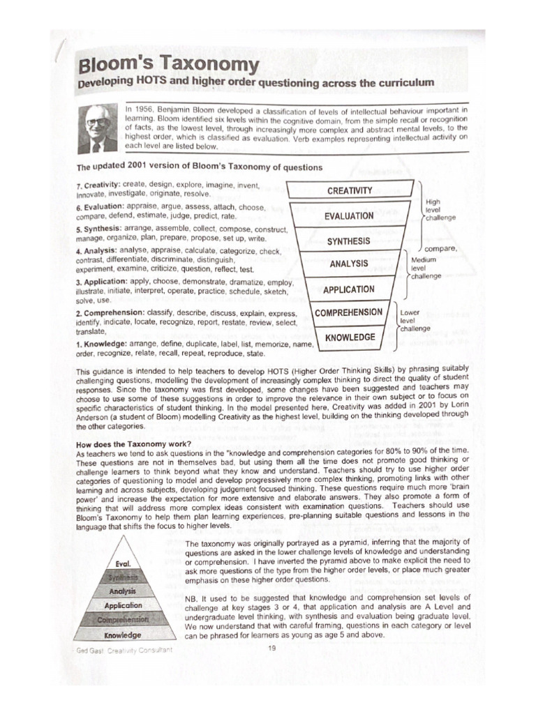 Bloom's Taxonomy HOT Skills and Questioning | PDF