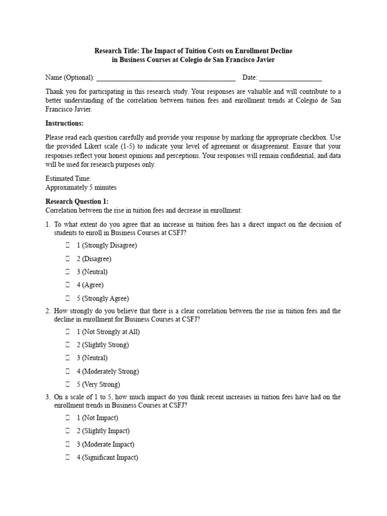 Research Questionnaire 1 | PDF | Likert Scale | Behavioural Sciences