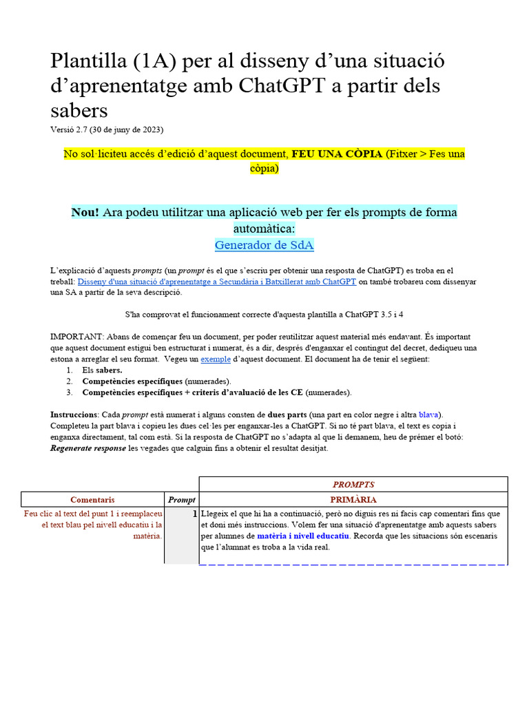 Generador Sa 1a De Situació Aprenentatge A Partir De Sabers Gpt Pdf