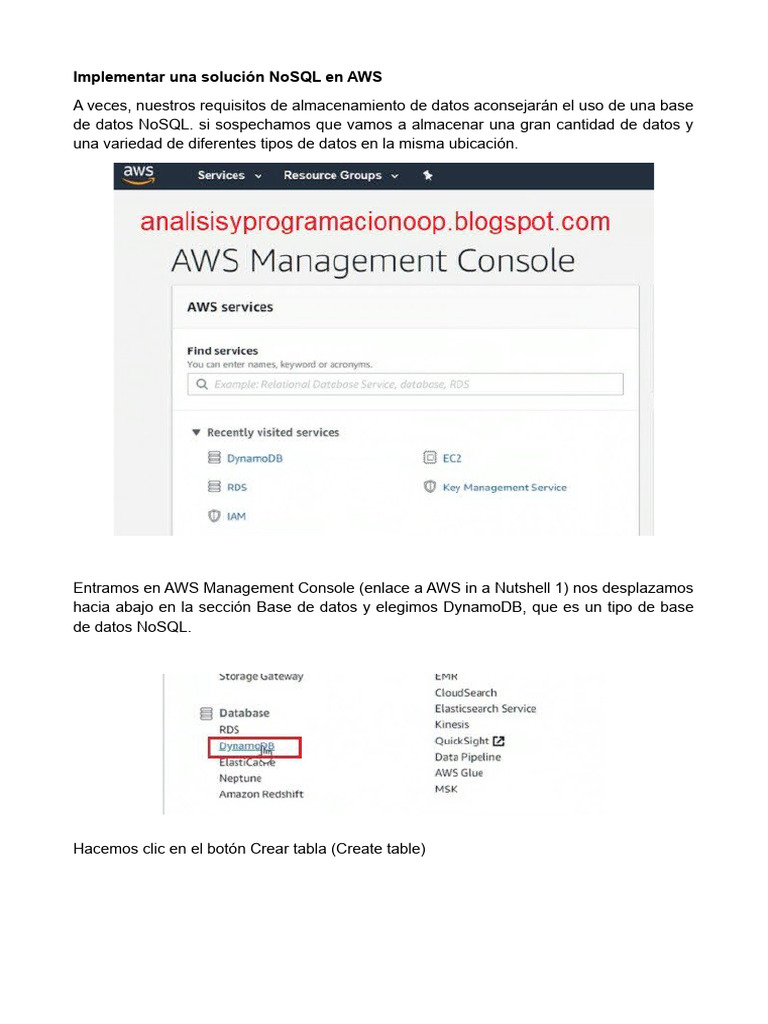 Implementar Una Solución NoSQL en AWS | PDF