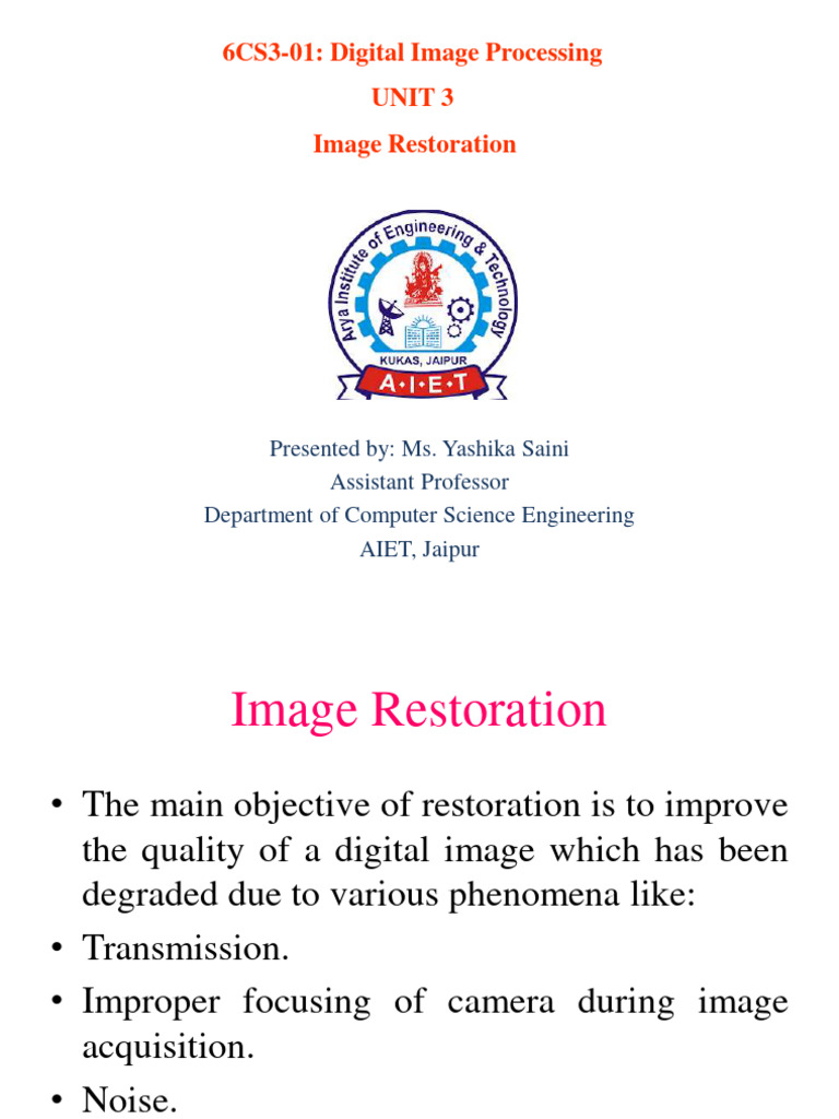 DIP Notes Unit-3 | PDF | Probability Density Function | Normal Distribution