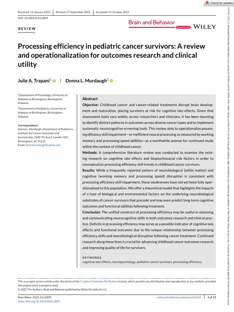 Sobrev. de Câncer | PDF | Working Memory | Executive Functions