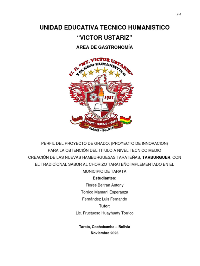 Formato Completo Proyecto de Grado 2023 Espe | PDF | Hamburguesas | Carne