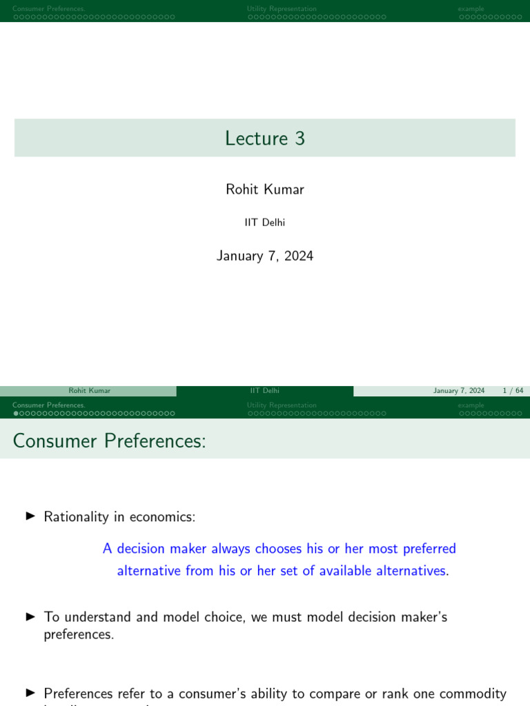 Lecture 3 Pdf Utility Microeconomics