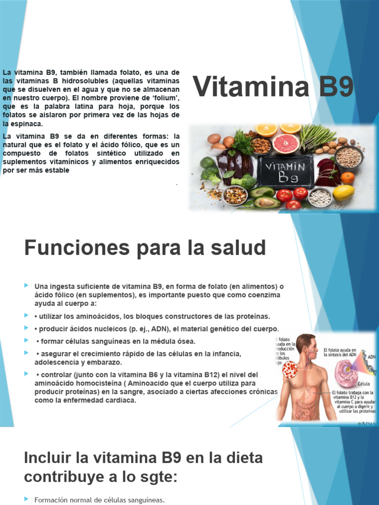 Funciones y beneficios de la vitamina B9 | PDF | Vitamina | Medicina ...