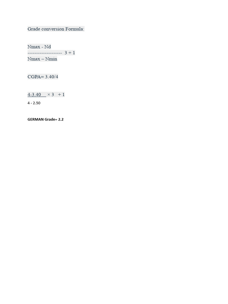 Grade Conversion Formula | PDF