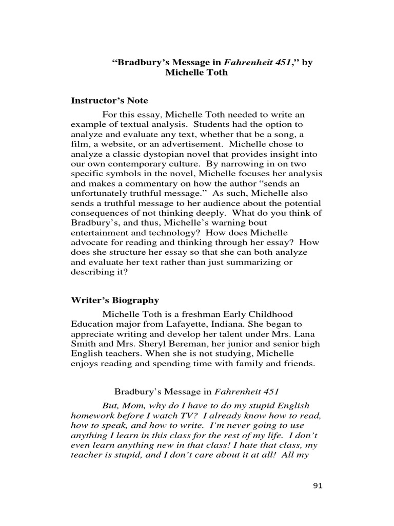 Toth Bradburys Message | PDF