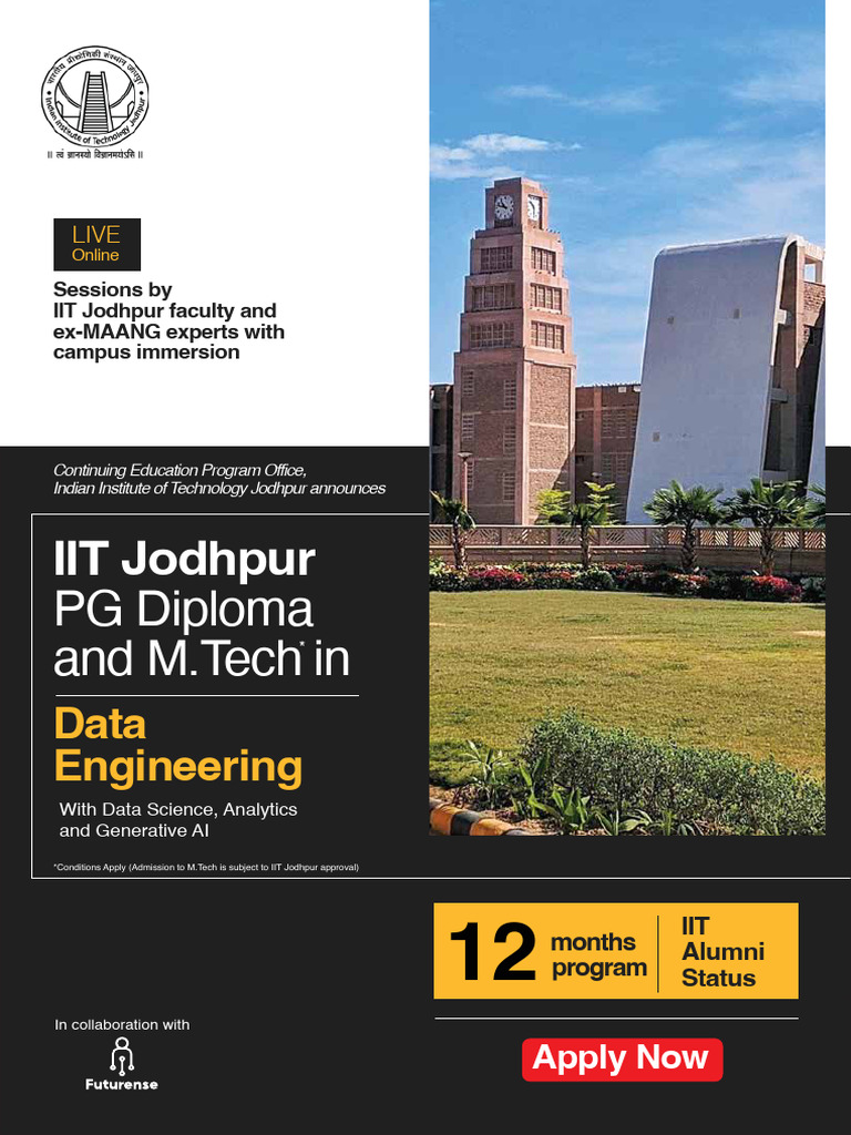 IIT Jodhpur PG Diploma and MTech in Data Engineering Brochure | PDF ...