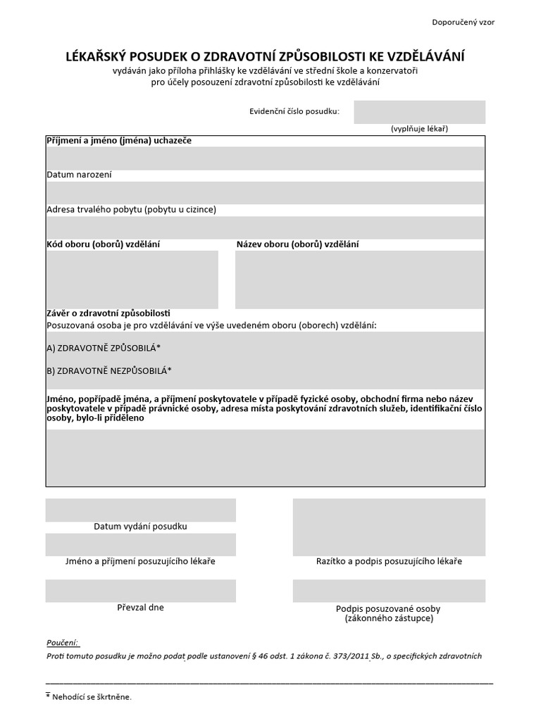 Zdravotni Posudek Edit | PDF