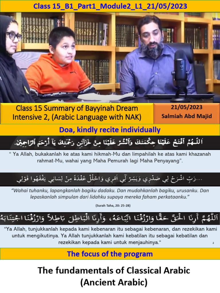 Class15 - B1 - Part1 - Intensive2 - (Module2 - L1) Arabic With NAK ...