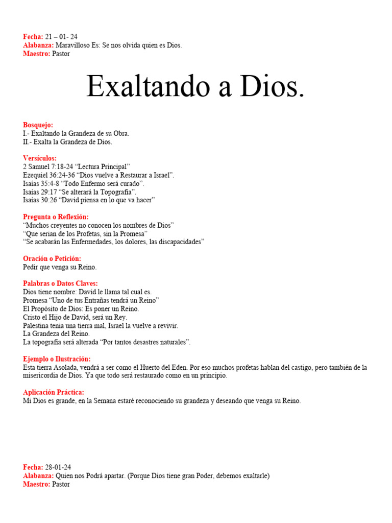 Exaltando A Dios | Descargar gratis PDF | Oración | David