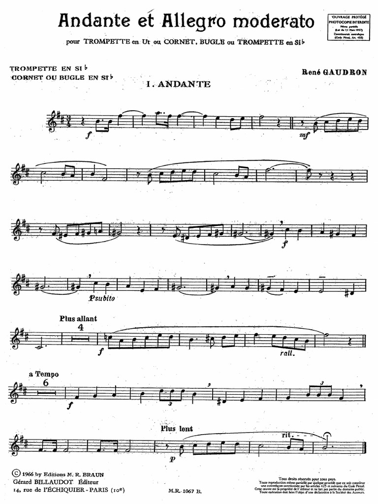 R. Gaudron - Andante Et Allegro Moderato Trompeta en Sib | PDF