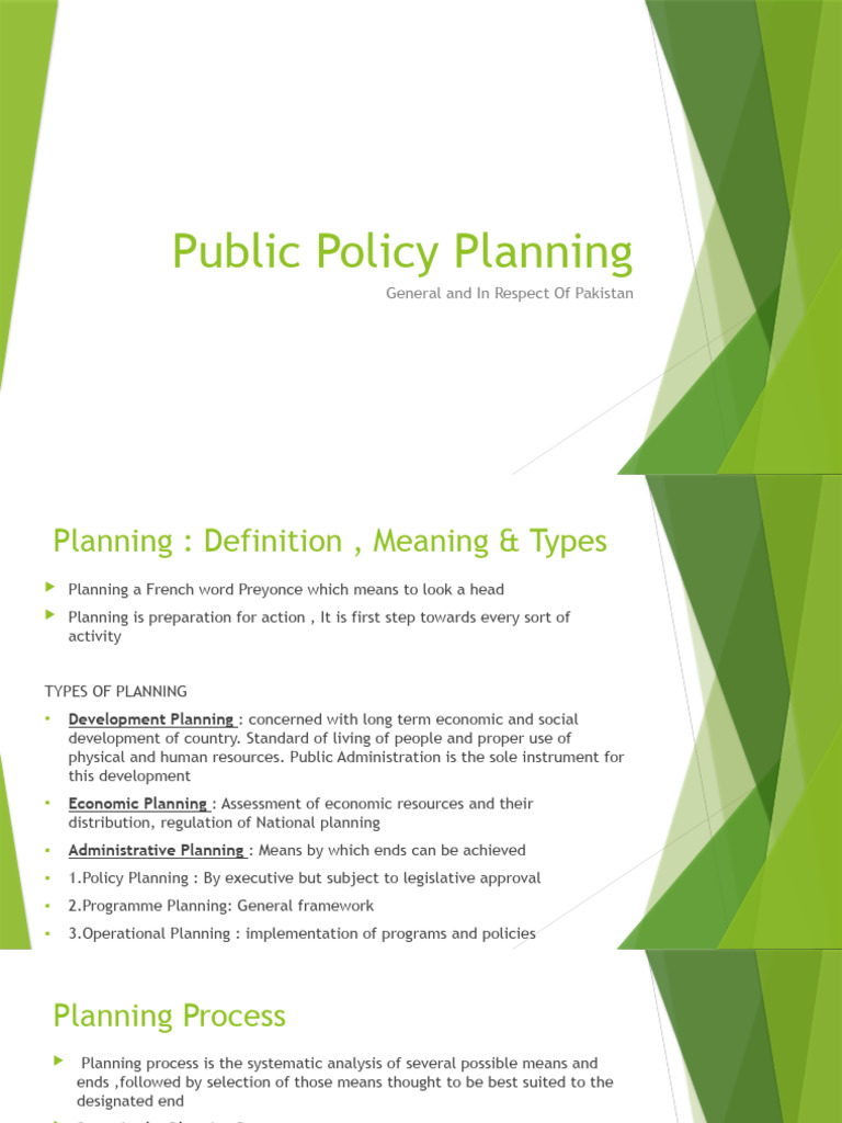 Public Policy, Planning Institutions and Their Role in Planning | PDF ...