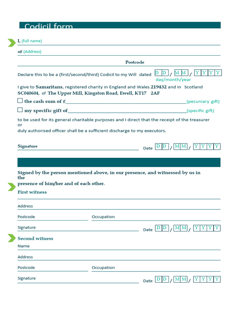 Codicil Form 15 | PDF