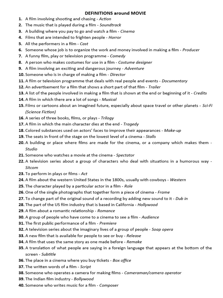 Definition | PDF | Movie Theater Definition | PDF | Movie Theater