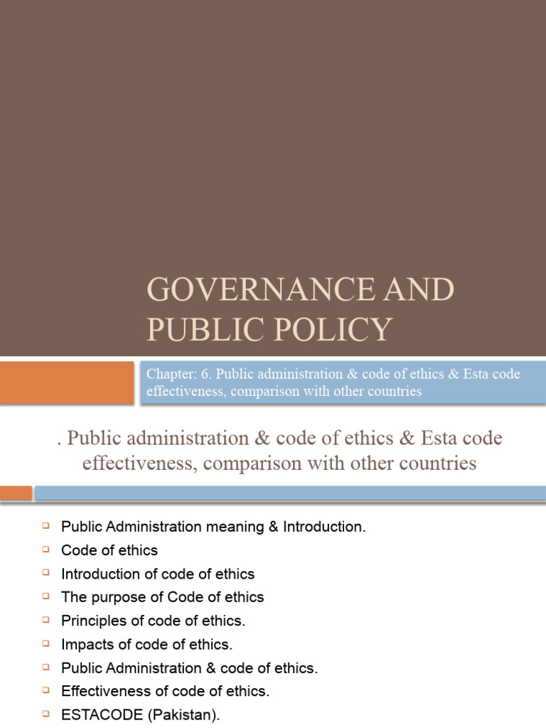GPP Chapter 6. Code of Ethics & ESTA CODE | PDF | Governance | Justice