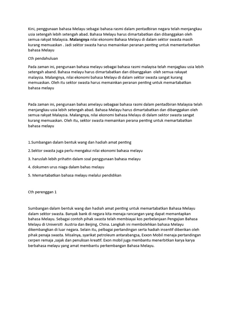 Peranan Sektor Swasta Memartabatkan Bahasa Melayu | PDF