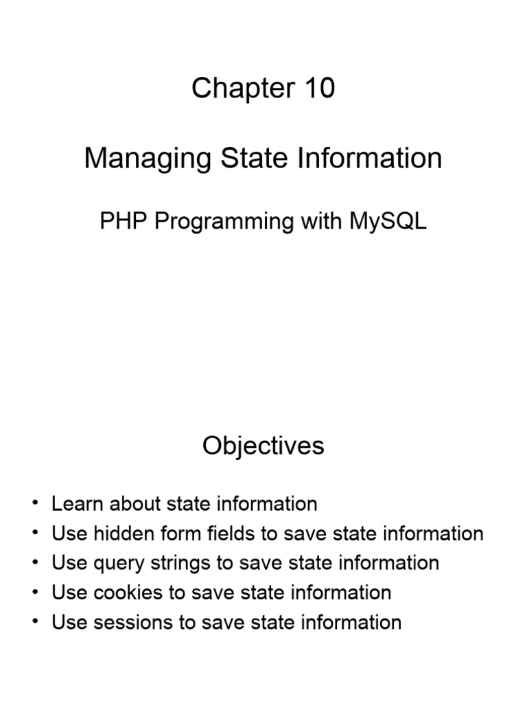Managing State Information in PHP | PDF | Http Cookie | World Wide Web