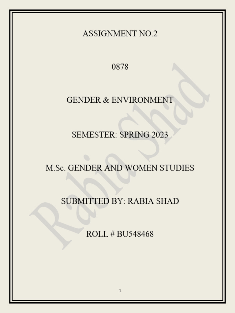 Assignment Gender Studies 878 | PDF | Natural Environment