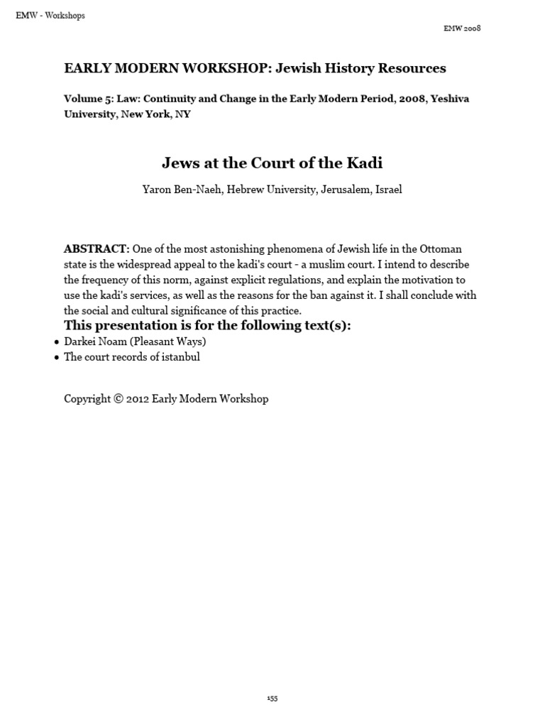 Jews at The Court of The Kadi | PDF