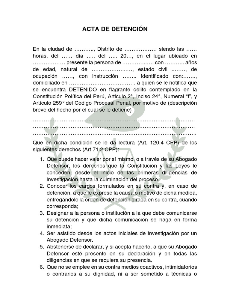 Acta de Detencion | PDF Acta de Detencion | PDF