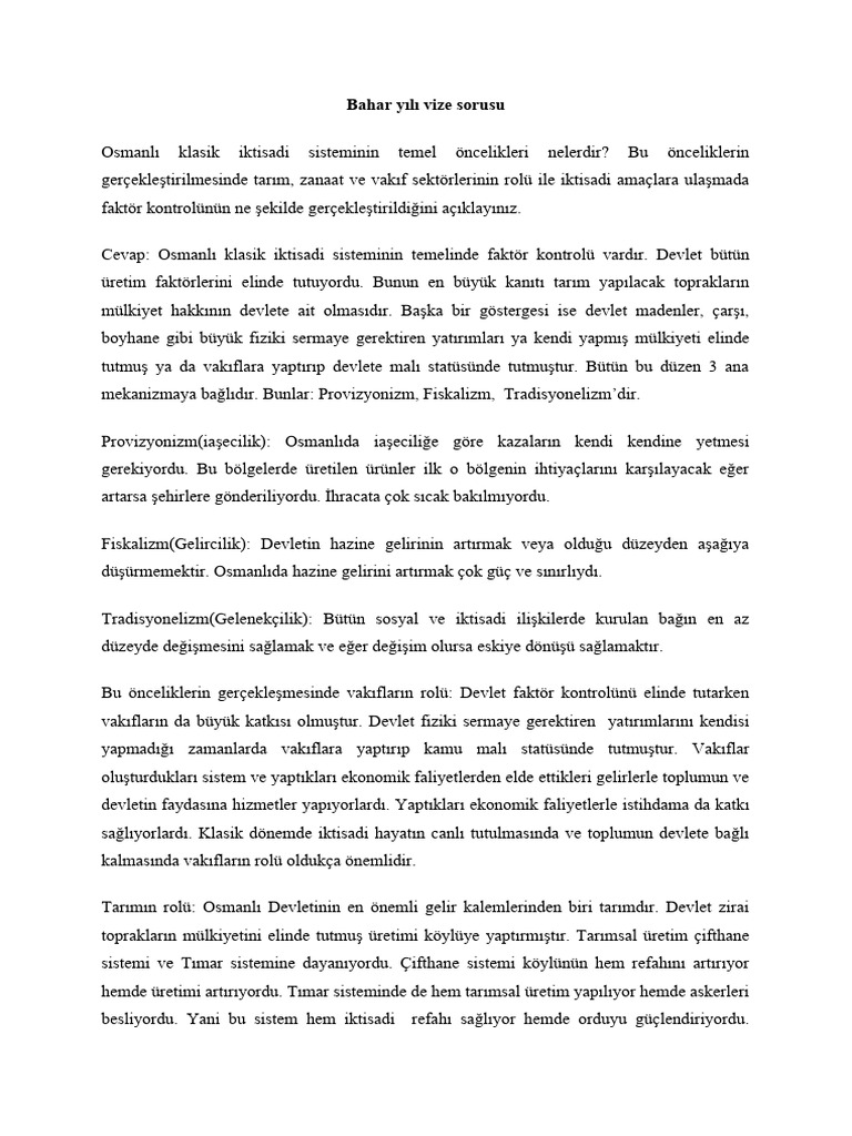 Bahar Yılı Vize Sorusu Melike Abla | PDF