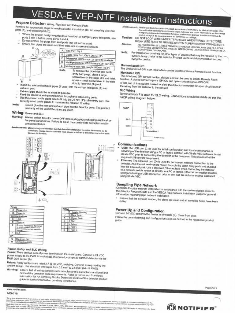 Instalacion de Vesda-E Vep-Ntf | PDF