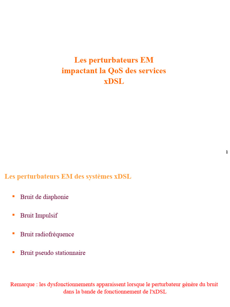 3 Les Perturbateurs EM Impactant La QoS Des Services XDSL | PDF | Onde radio | Métrologie