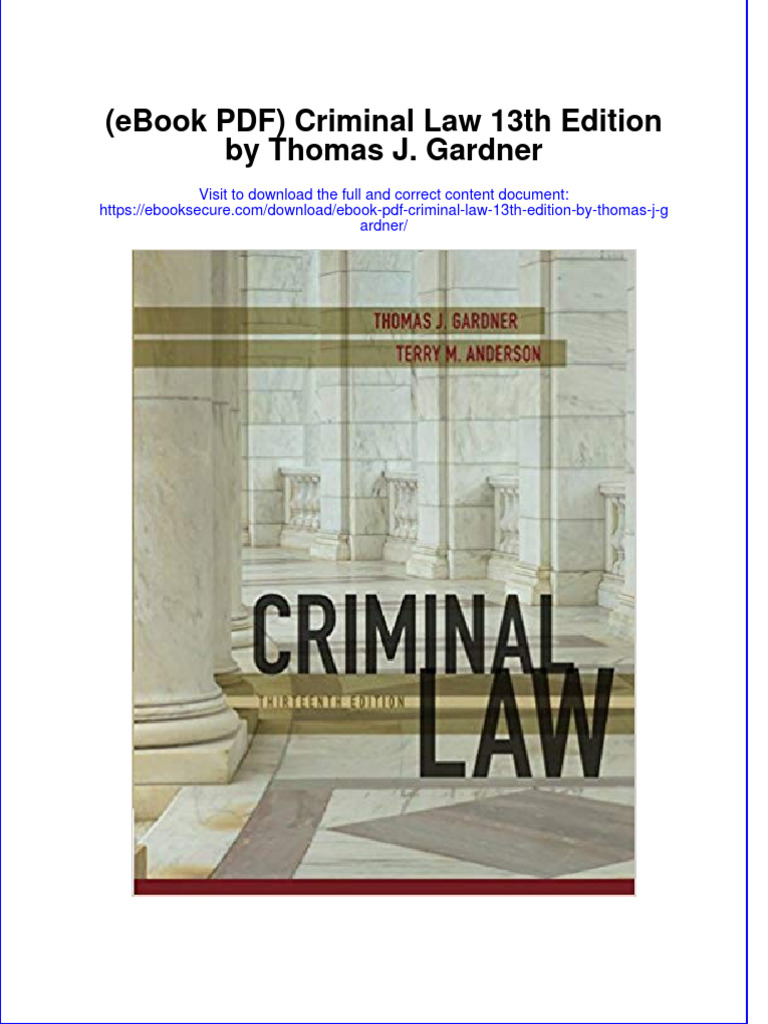 Ebook PDF Criminal Law 13th Edition by Thomas J Gardner PDF | PDF ...