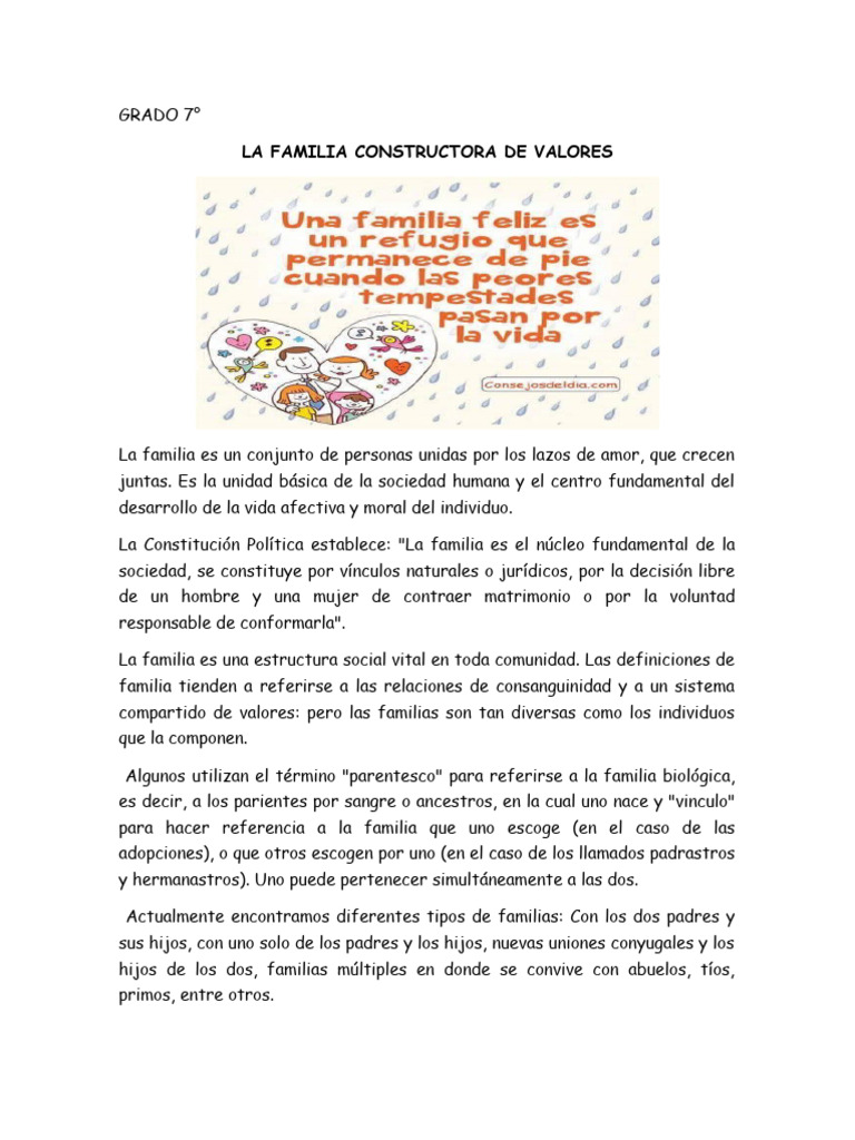 Guía 7° - La Familia | PDF | Familia | Parentesco
