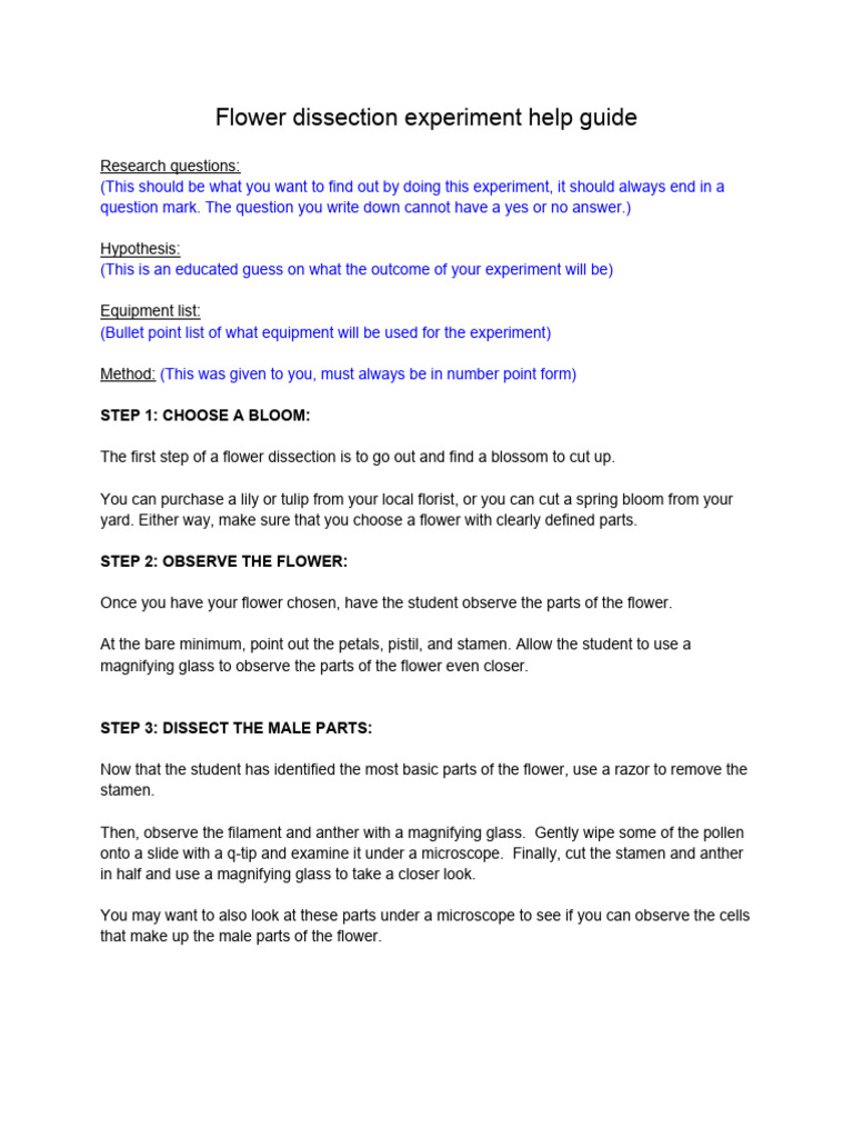 Flower Dissection for Students | PDF | Flowers | Reproduction