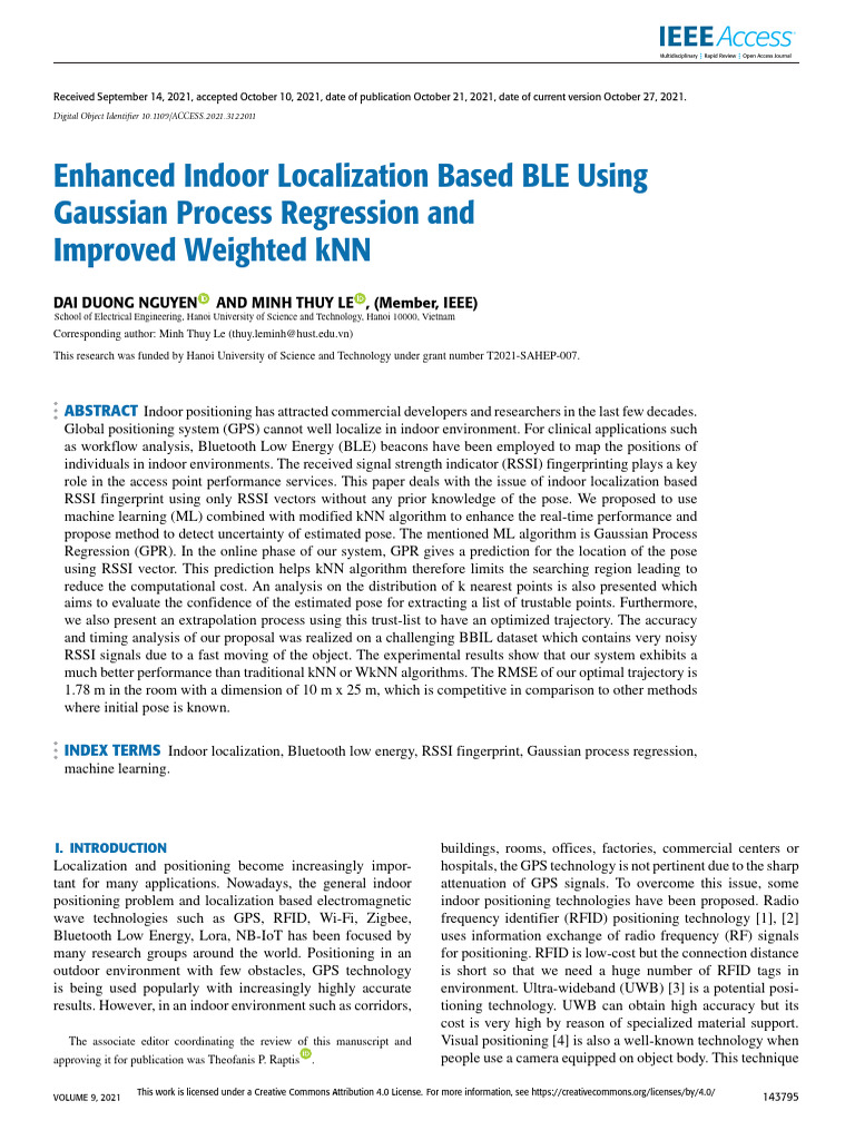 Enhanced Indoor Localization Based BLE Using Gaussian Process ... Enhanced Indoor Localization Based BLE Using Gaussian Process ...