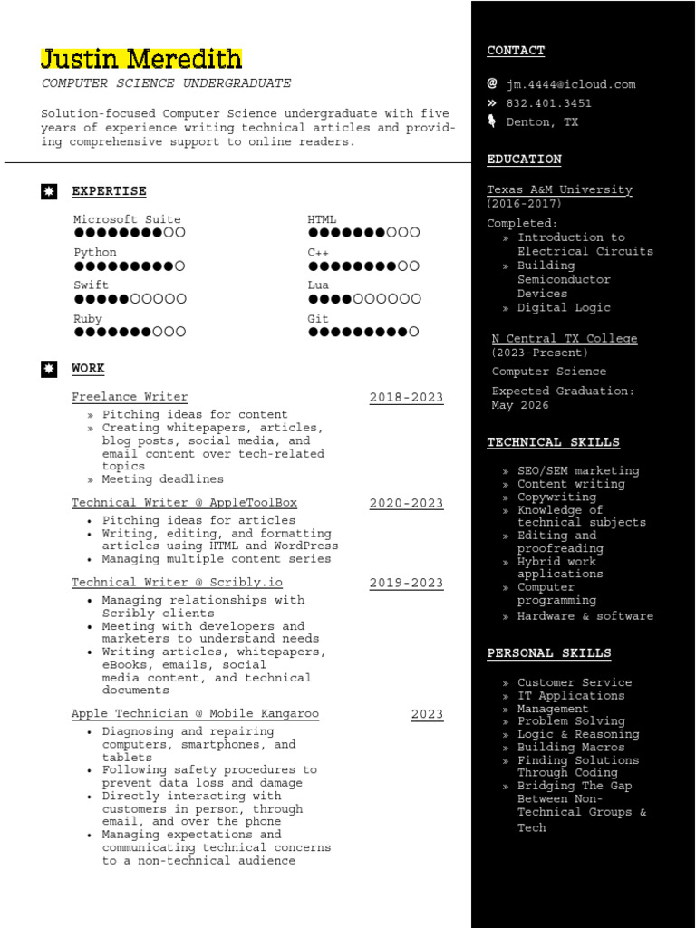 Justin Meredith - Resume 2024 | PDF | Application Software | Computing