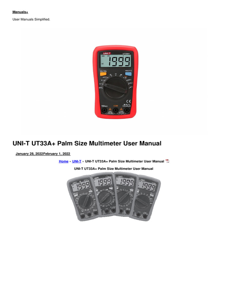 UNI-T UT33A+ Multimeter User Manual | PDF | Capacitor | Series And ...