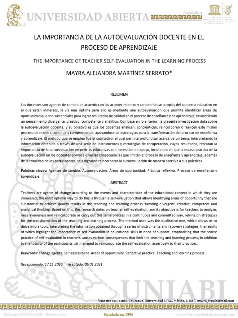 Autoevaluación Docente: Clave Educativa | PDF | Crecimiento personal y ...