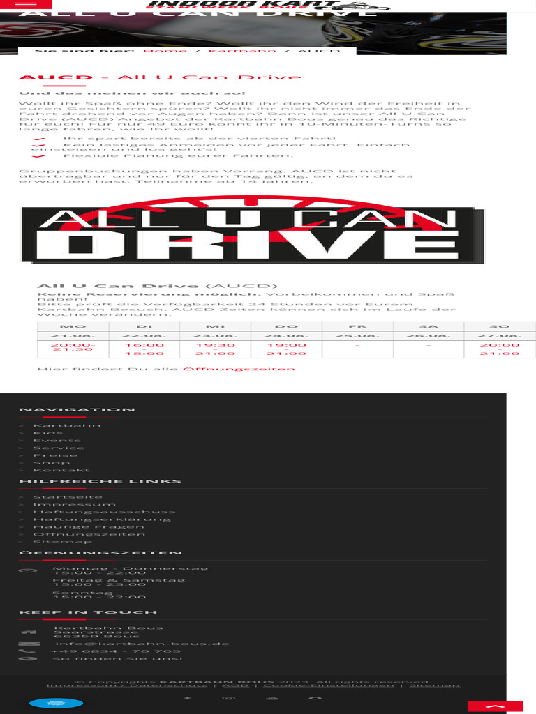 All U Can Drive INDOOR KART Stahlwerk Bous | PDF