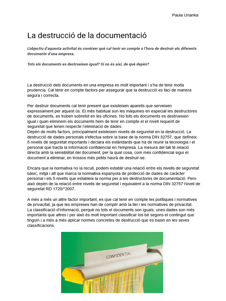 La Destrucció de La Documentació | PDF