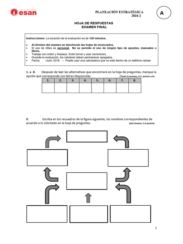 EXAMEN FINAL PE 2016-2 rezagado | PDF | Marketing | Business