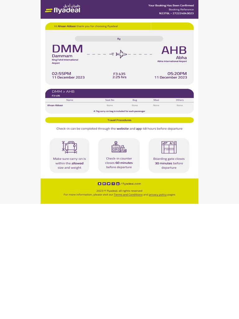 Itinerary, Ahsan Abbasi, N23T6L | PDF