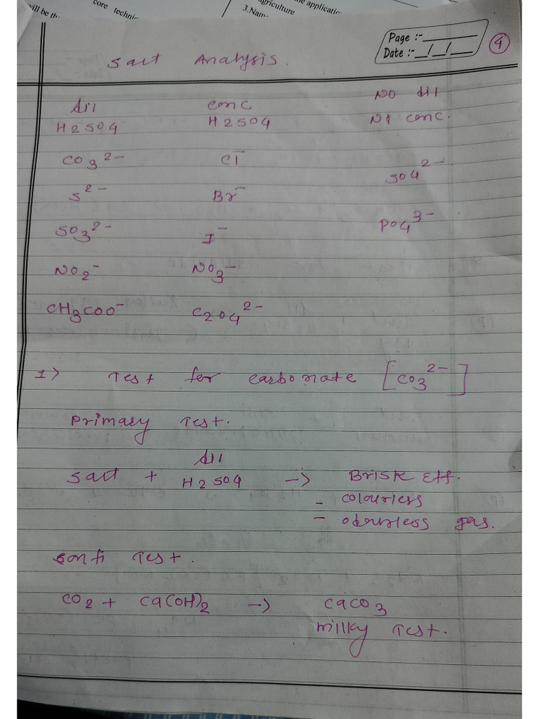 Chemistry Salt Analysis | PDF