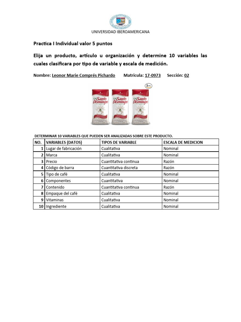 Tipos de Datos y Medición Práctica I | PDF | Nivel de medida | Estadísticas