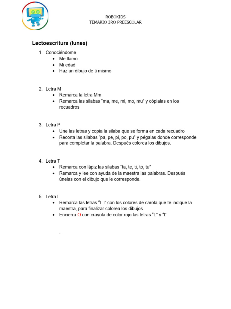 Temario 3ro Preescolar | PDF