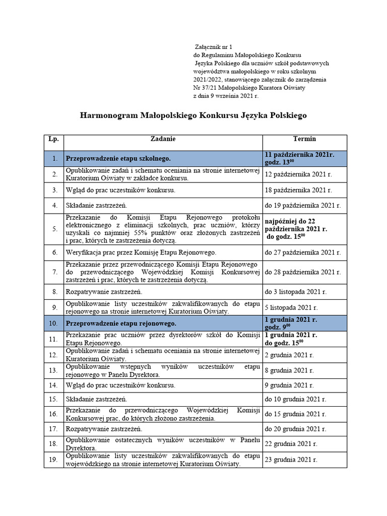 Zal. NR 1 Harmonogram Szczegolowy 1 | PDF