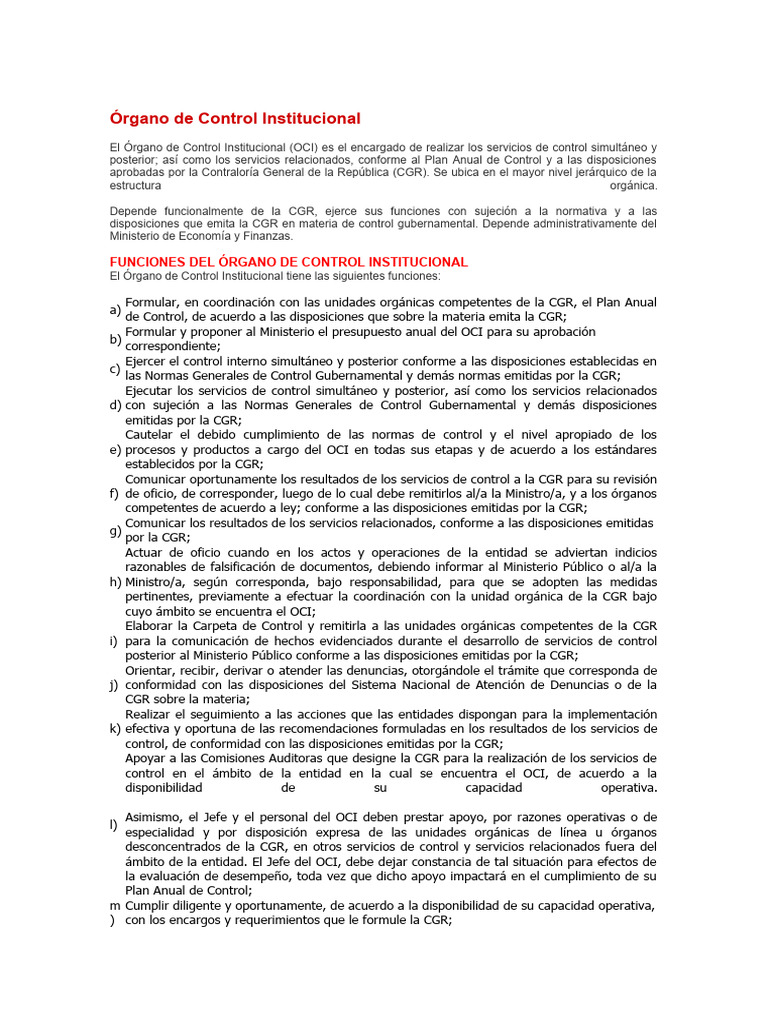 Órgano de Control Institucional | PDF | Auditoría | Ministerio (Departamento de Gobierno)