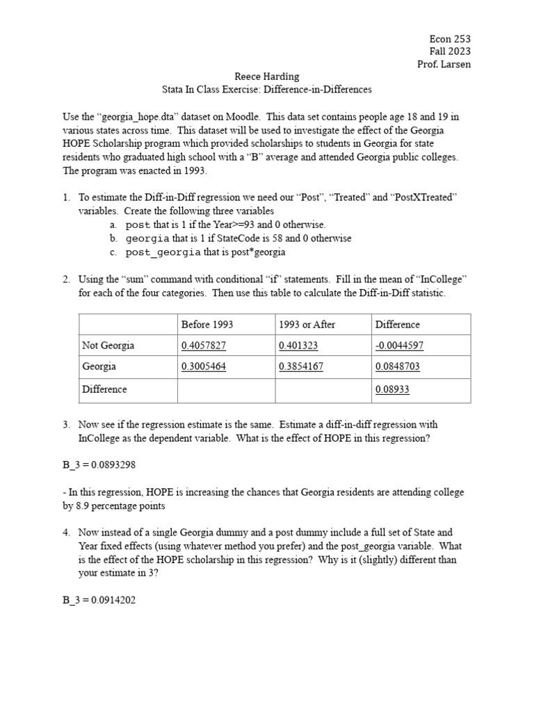 Reece Harding - Stata 12 | PDF | Regression Analysis | Fixed Effects Model