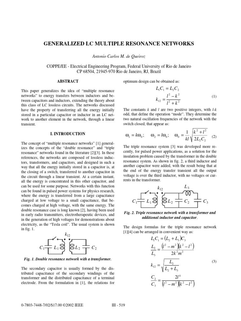 Generalized LC Multiple Resonance Networks | PDF | Resonance | Capacitor