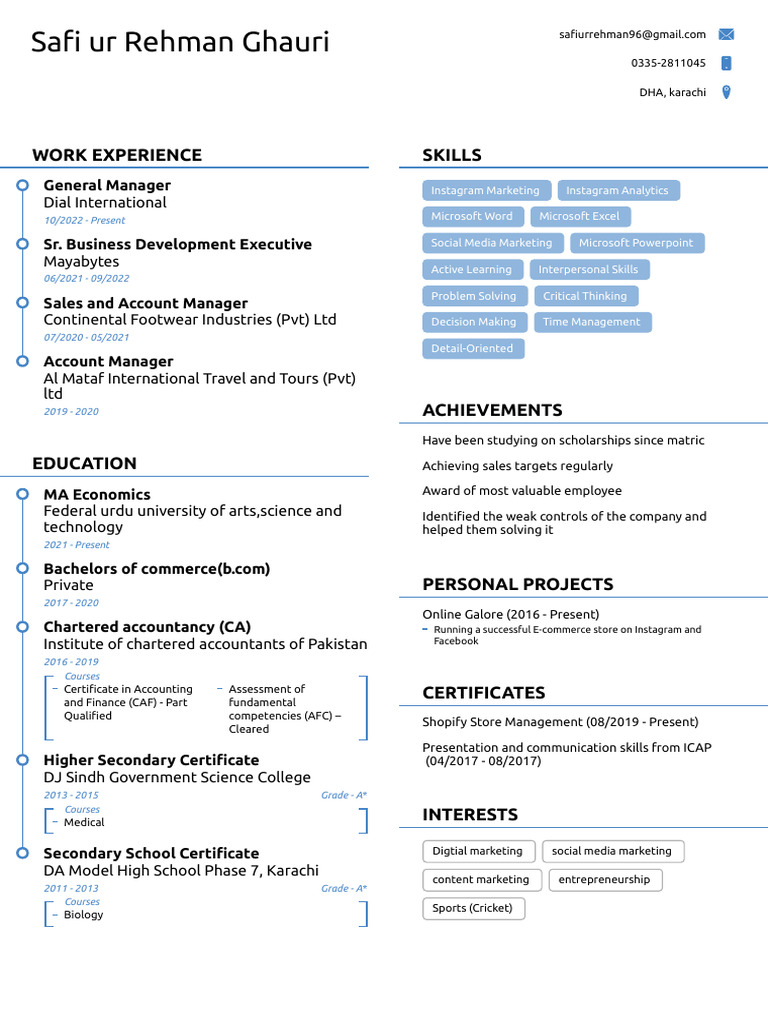 Safi's Resume | PDF | Business