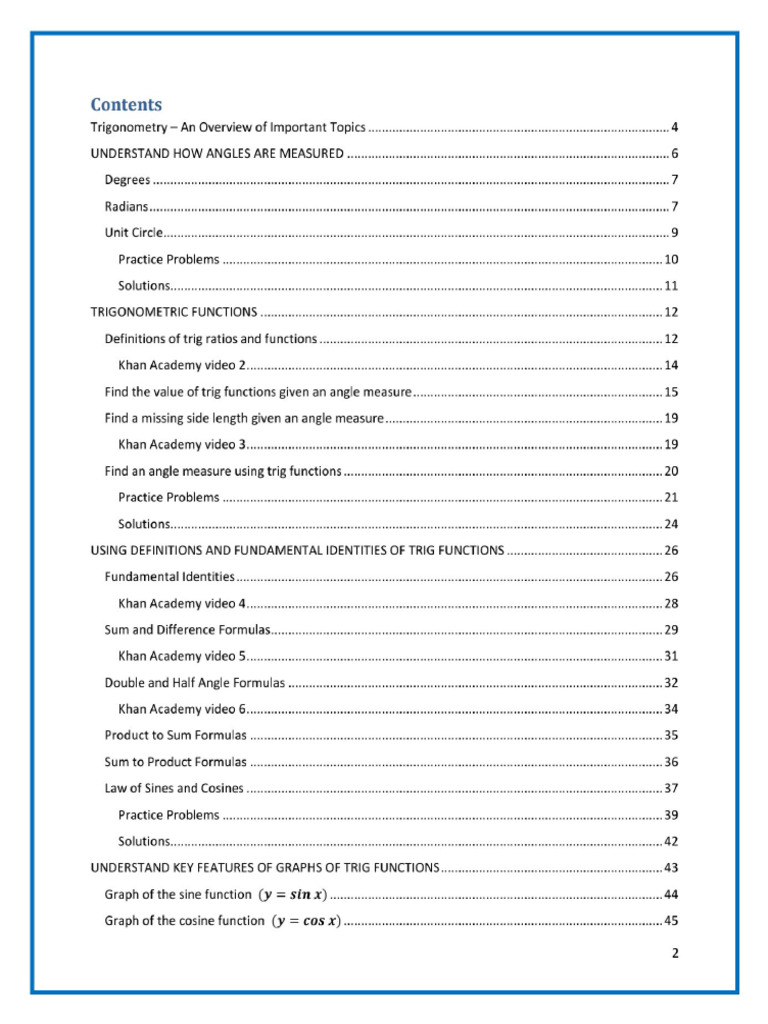 Trigonometry Short Course Tutorial Lauren Johnson 2 | PDF